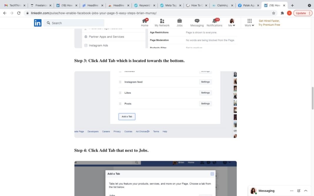 How to get the Job Tab on the Facebook Business Page