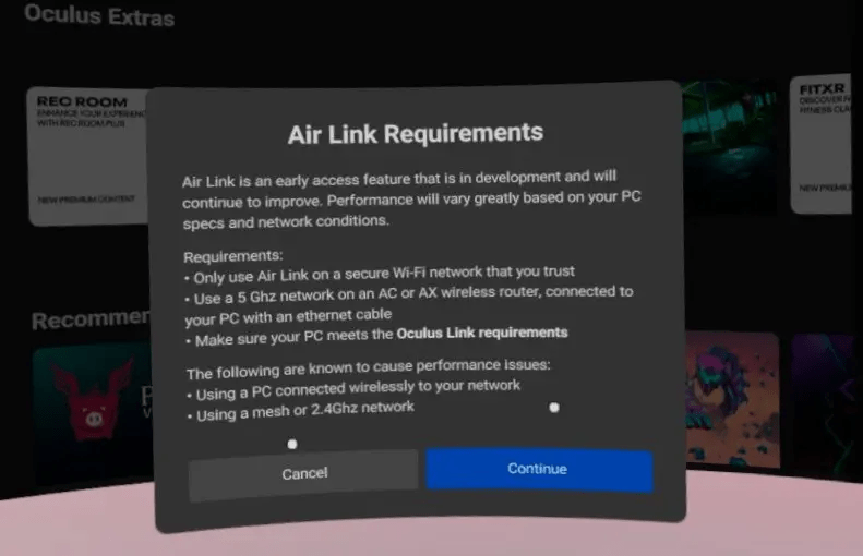 How to wirelessly connect Oculus Quest 2 to computer via Air Link?